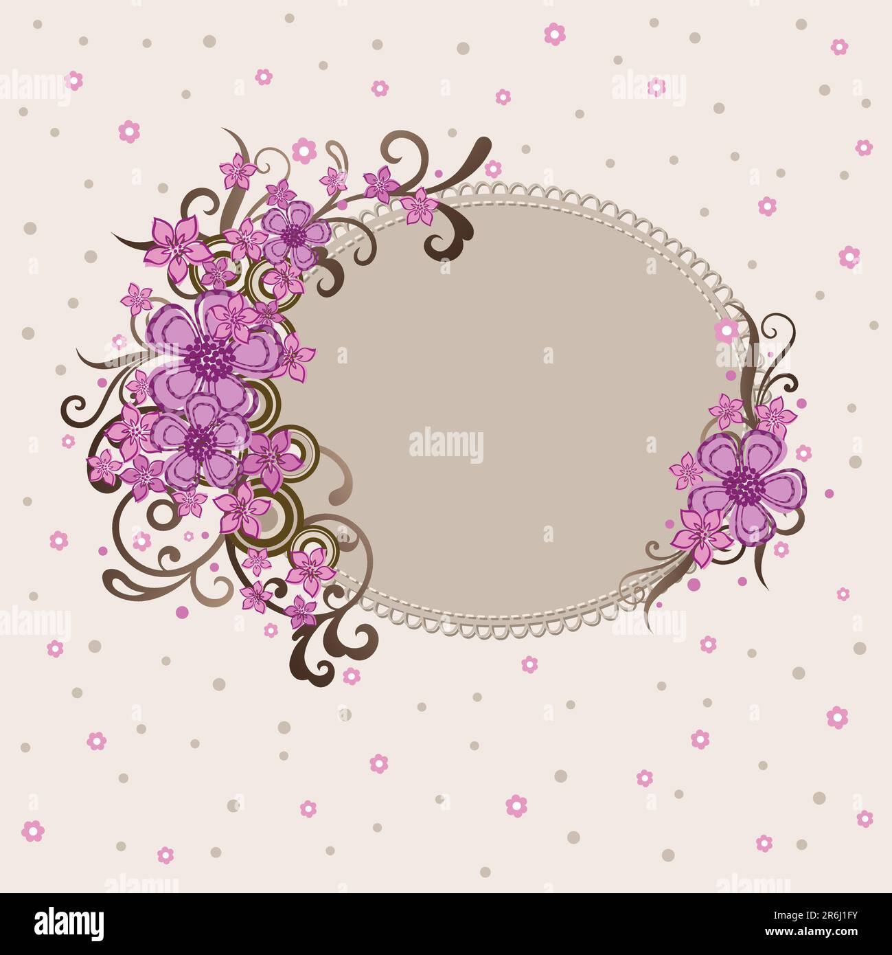 Decorative pink floral frame vector illustration Stock Vector Image ...