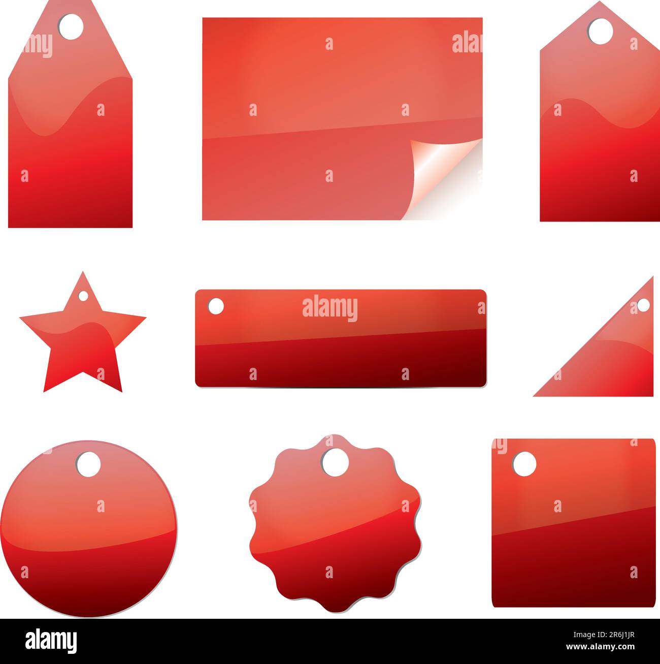 set of blank vector price tags labels in red color Stock Vector Image ...