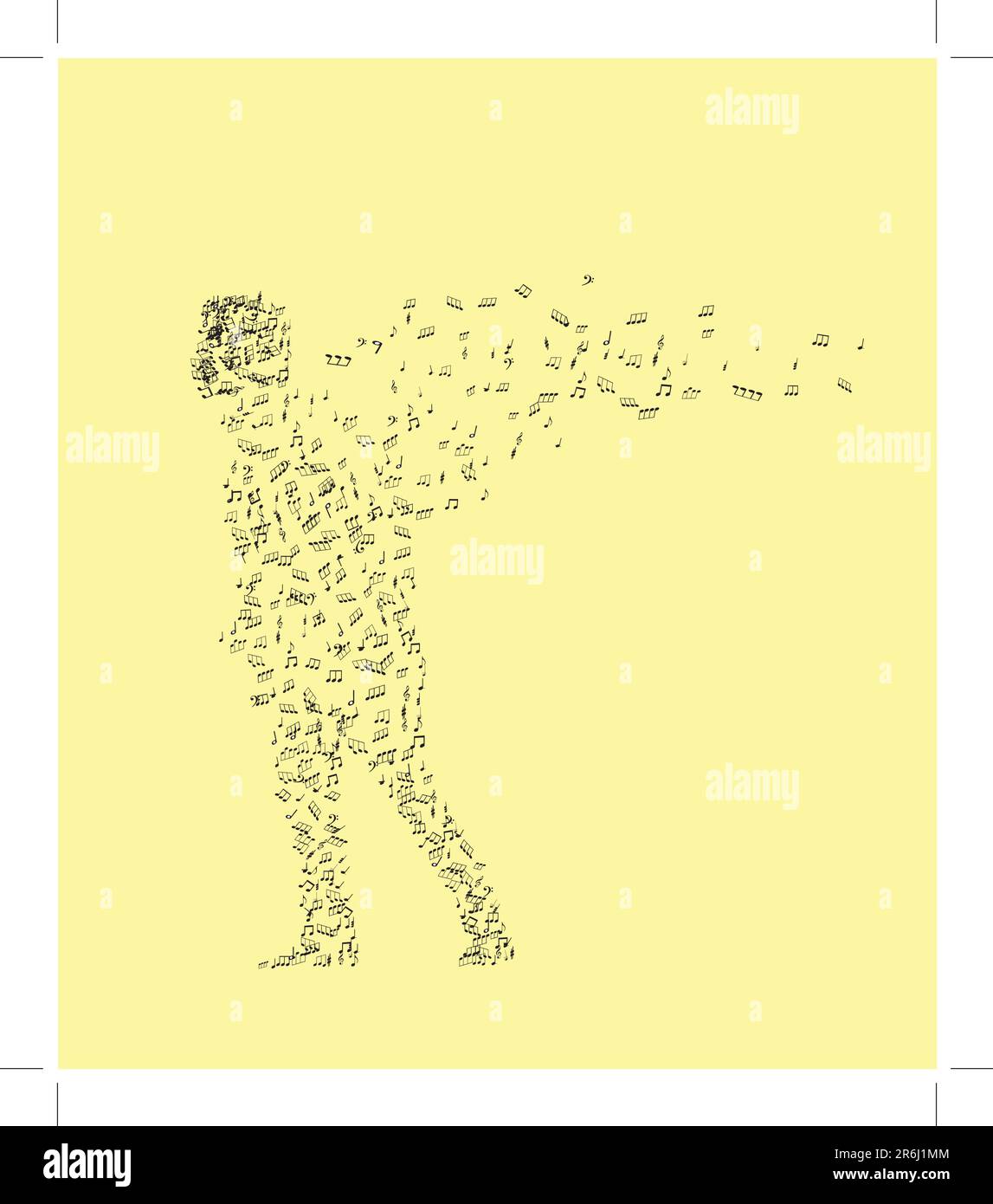 man from music notes on an yellow background Stock Vector Image & Art ...