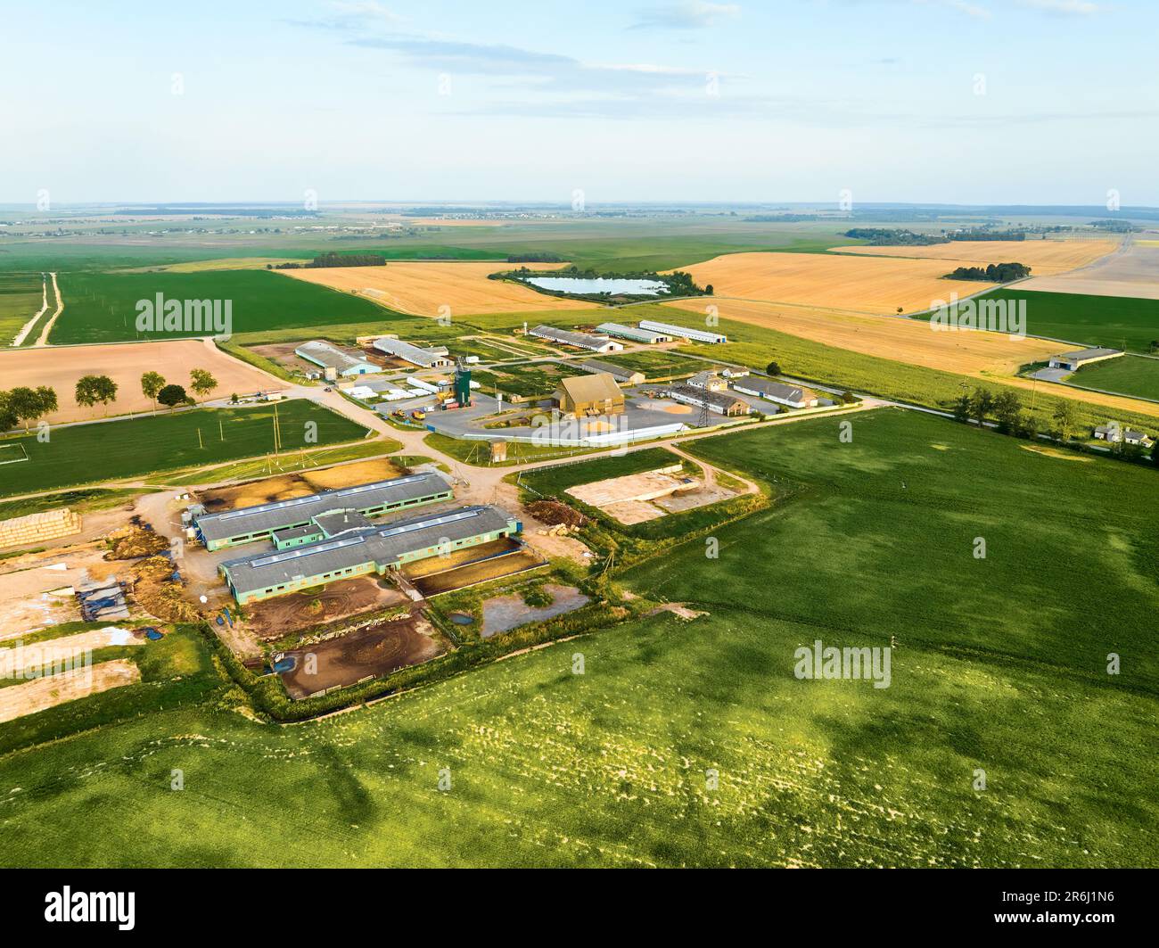 Countryside farming with plantations and livestock farms Stock Photo ...