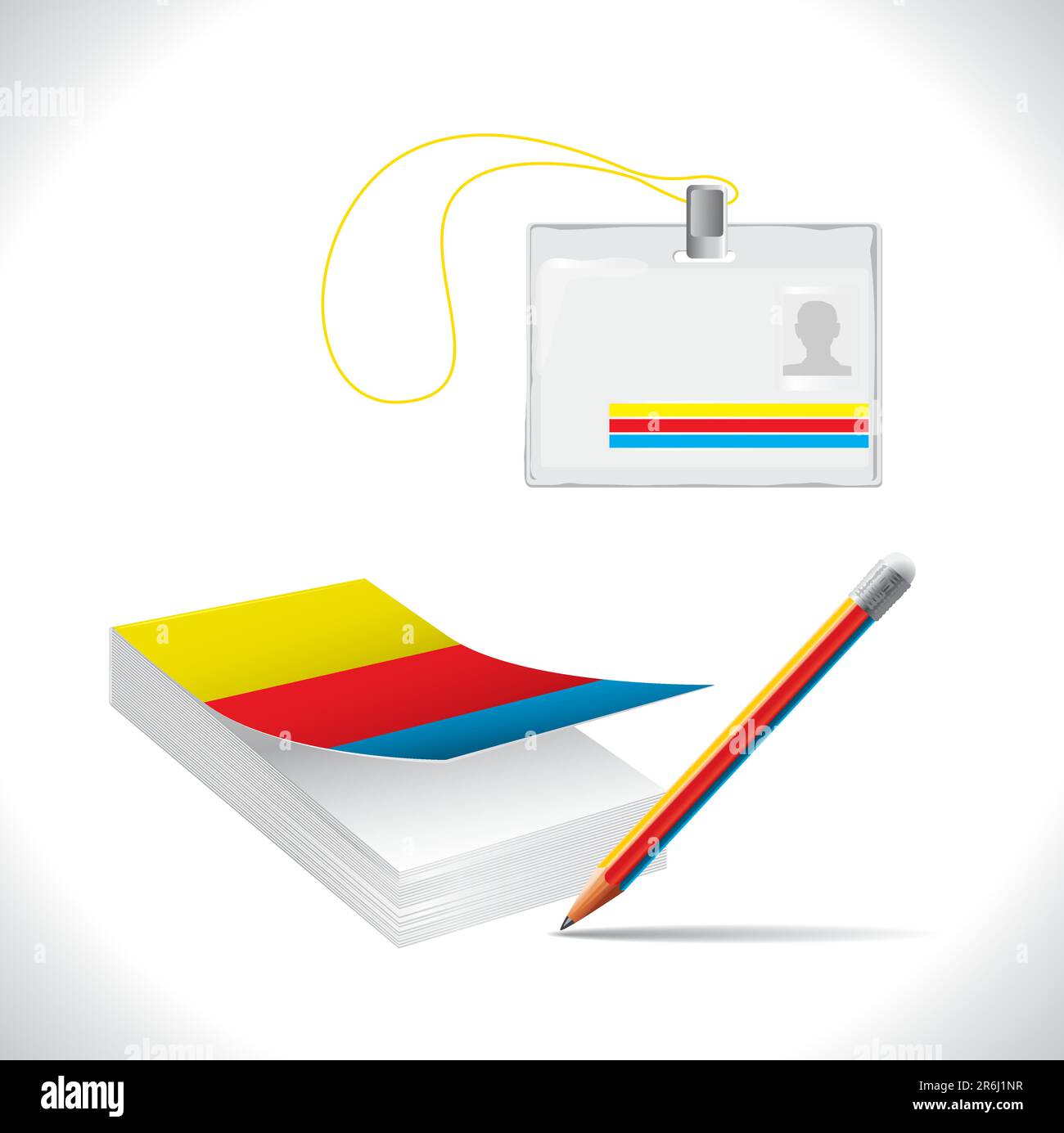 Office Supplies (notebook, pencil, name tag with space for your text ...