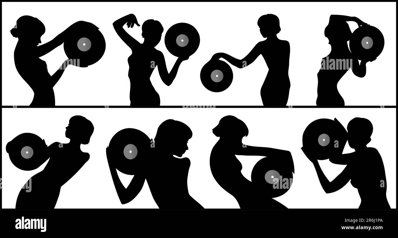 vinyl dancing silhouettes Stock Vector Image & Art - Alamy