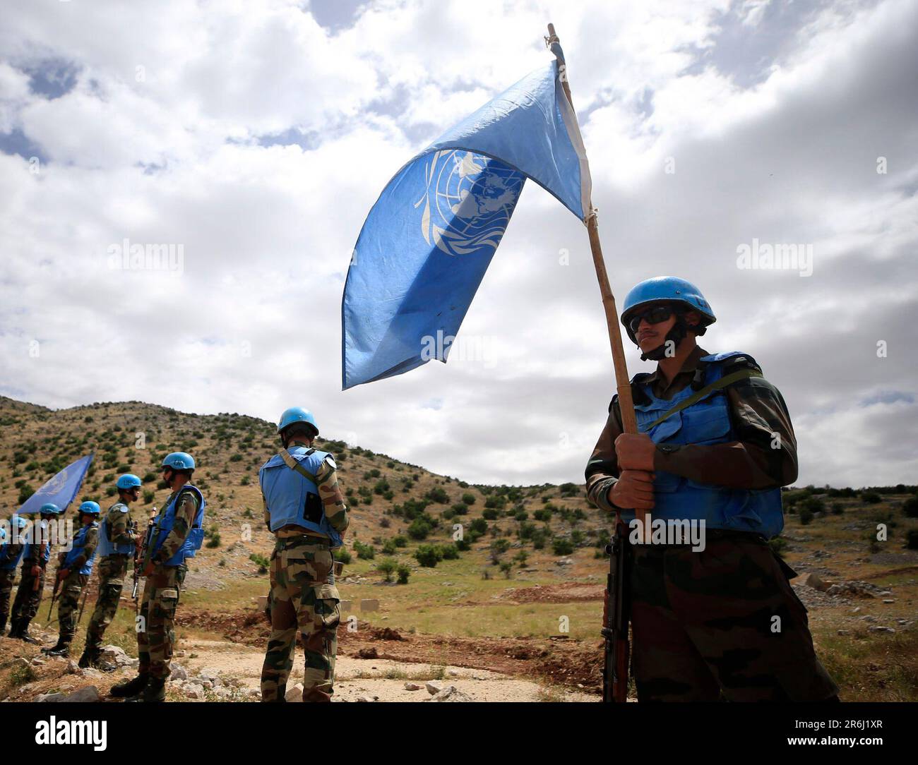 Beirut, Lebanon. 9th June, 2023. UN Interim Forces in Lebanon (UNIFIL) peacekeepers separate the ...