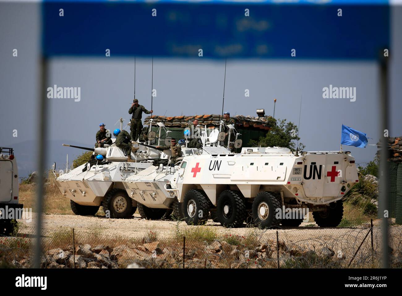 Beirut, Lebanon. 9th June, 2023. UN Interim Forces in Lebanon (UNIFIL) peacekeepers patrol near ...