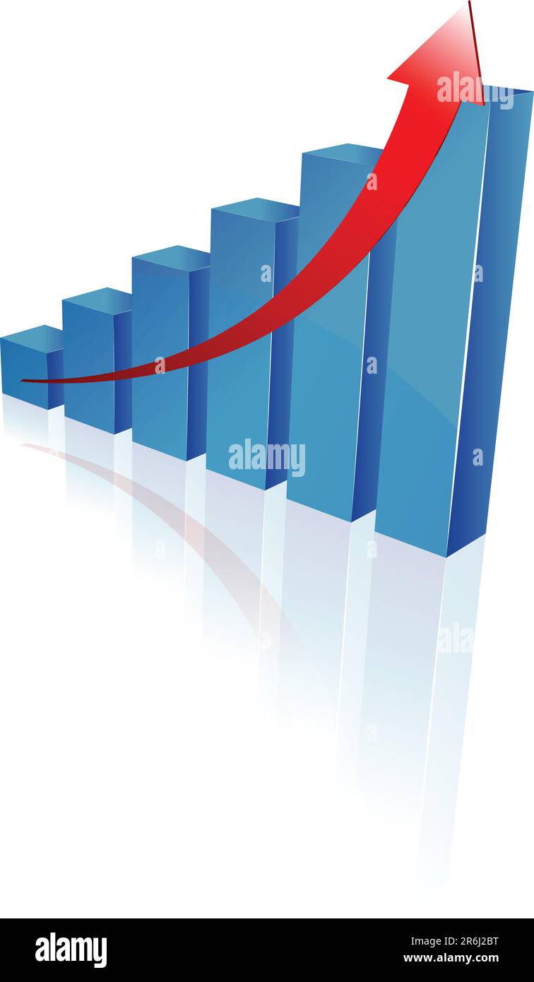 Blue chart reflected isolated on white background Stock Vector Image ...