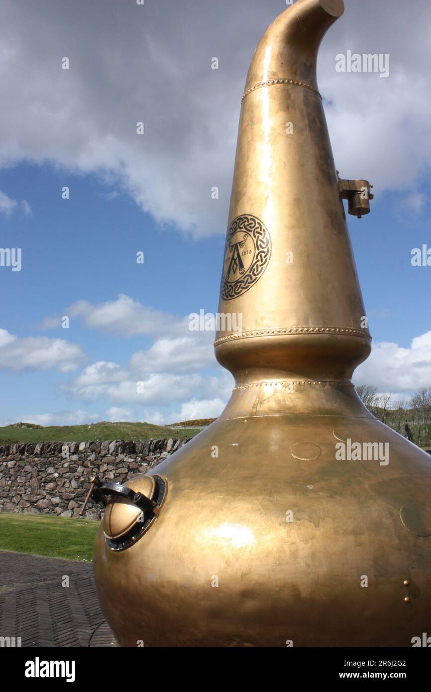 A shiny old still standing outside the Ardbeg distillery on the Isle of ...