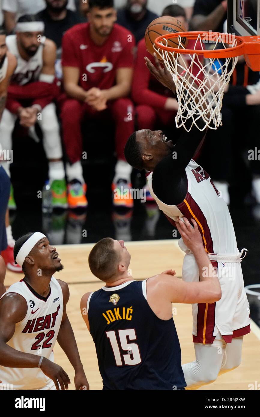 Miami Heat center Bam Adebayo (13) drives top to the basket against the ...