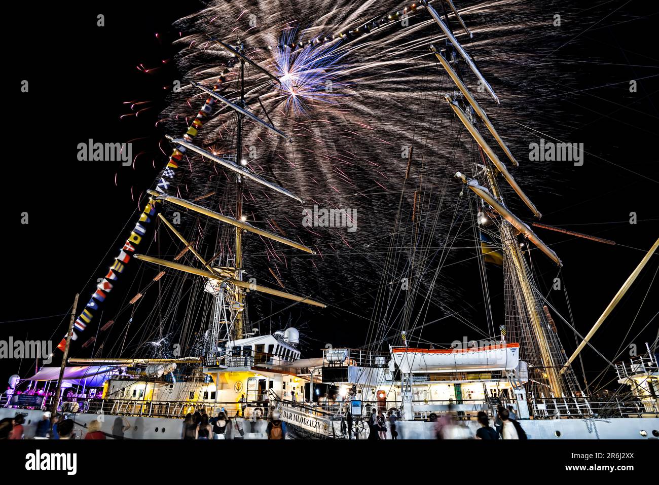 Rouen, France. 09th June, 2023. Night scene of fireworks over the ...