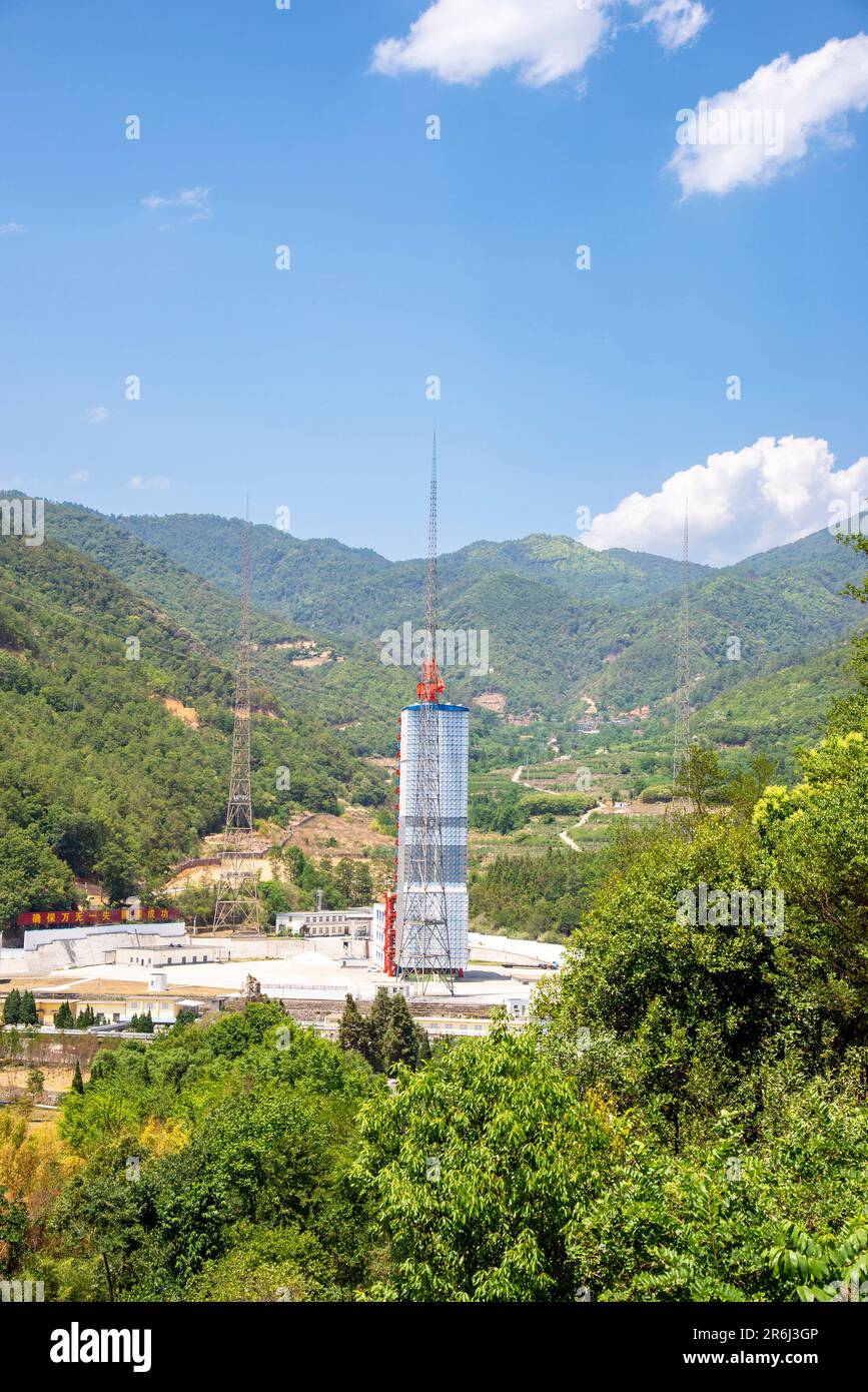 XICHANG, CHINA - MAY 30, 2023 - The Launch Tower 2 stands at the ...