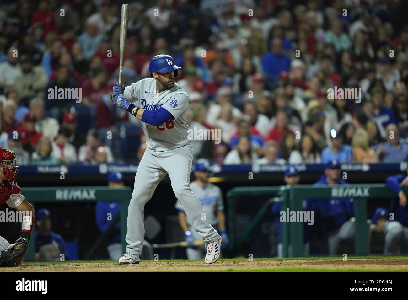 Los Angeles Dodgers' J.D. Martinez plays during the eighth inning of a baseball game, Friday ...