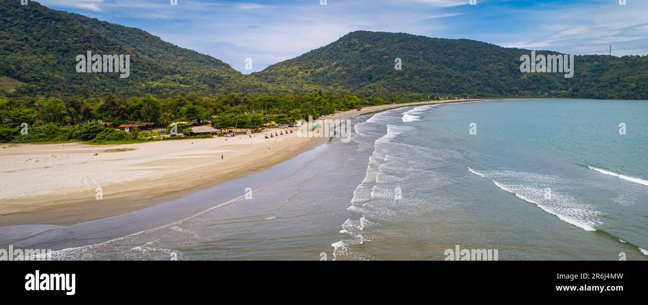 Aerial view along Green Coast shoreline with turquoise water, beach and ...