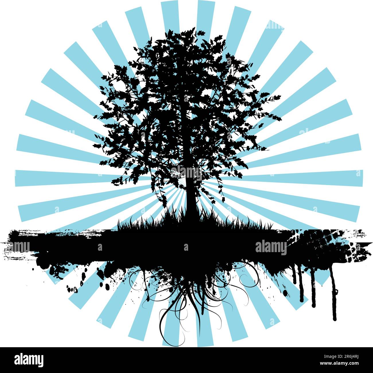 Abstract grunge background with a silhouette of a tree Stock Vector ...