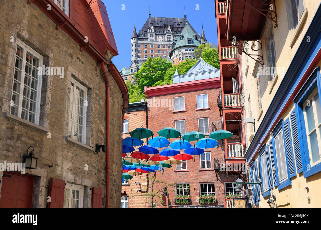 Old Quebec and Frontenac Castle, Canada Stock Photo - Alamy