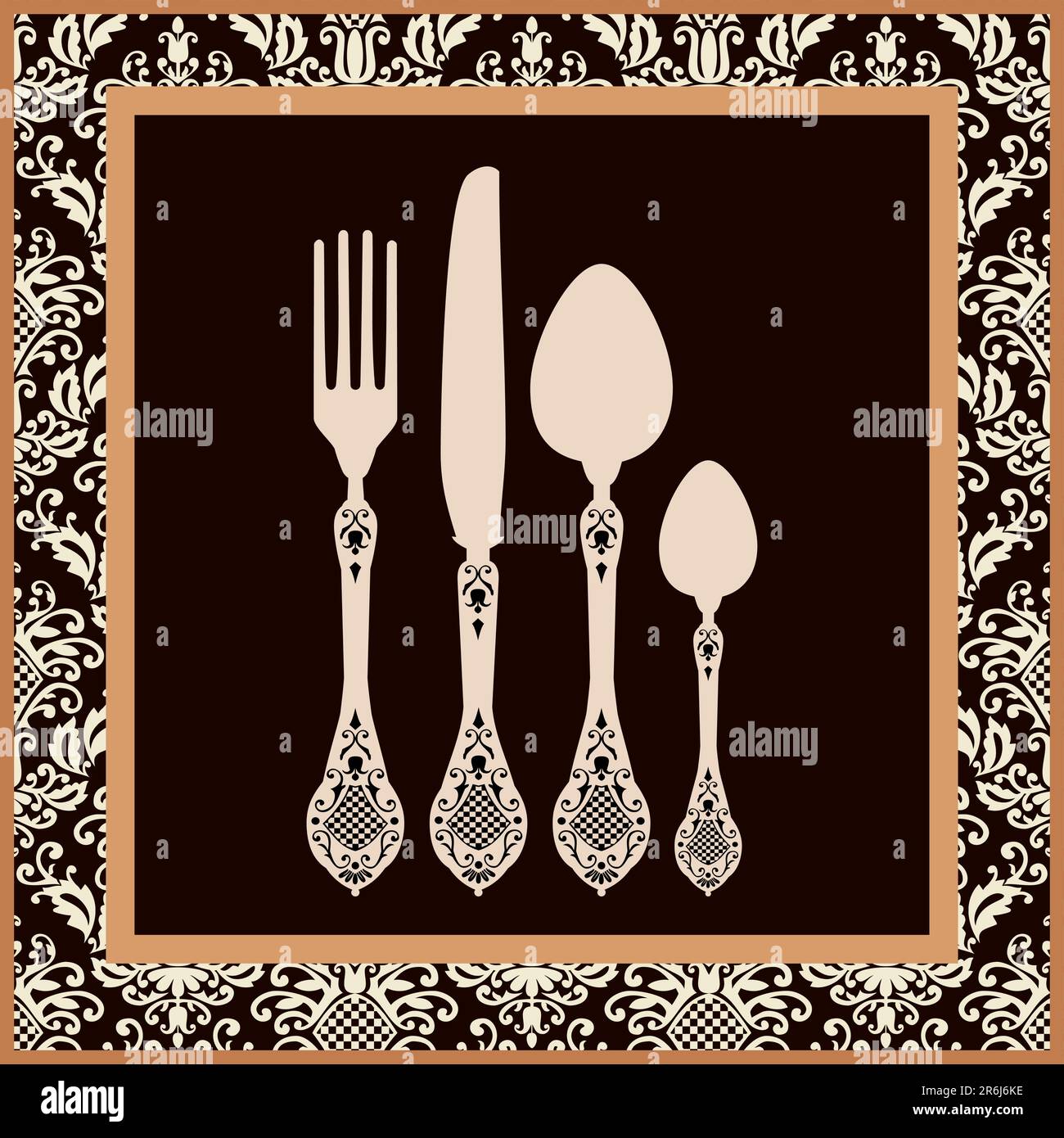 Vector silhouettes of cutlery, design for food concept. Full scalable ...