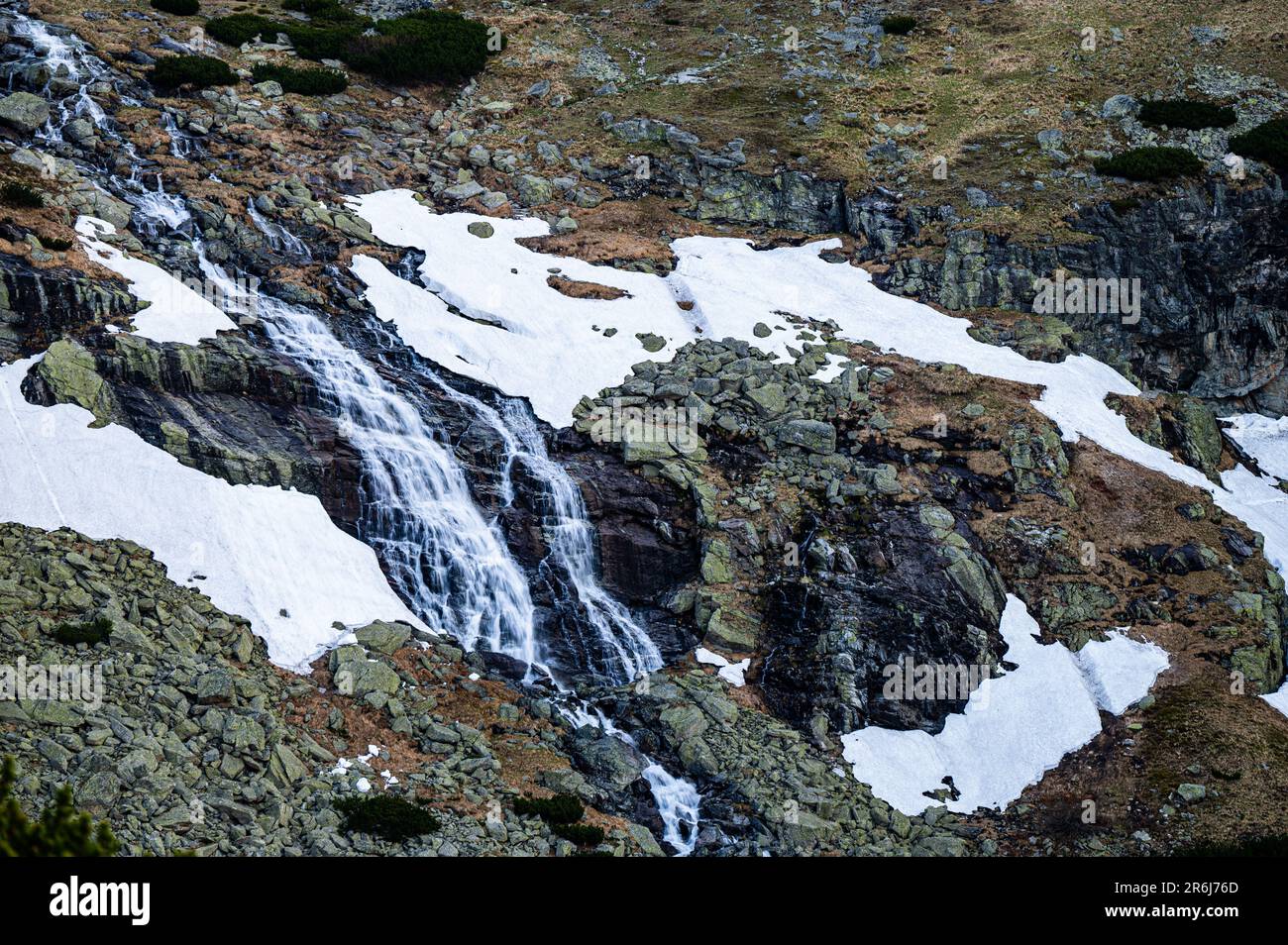 Velicky Waterfall, Velicka Valley, Spring landscape of the Tatra ...