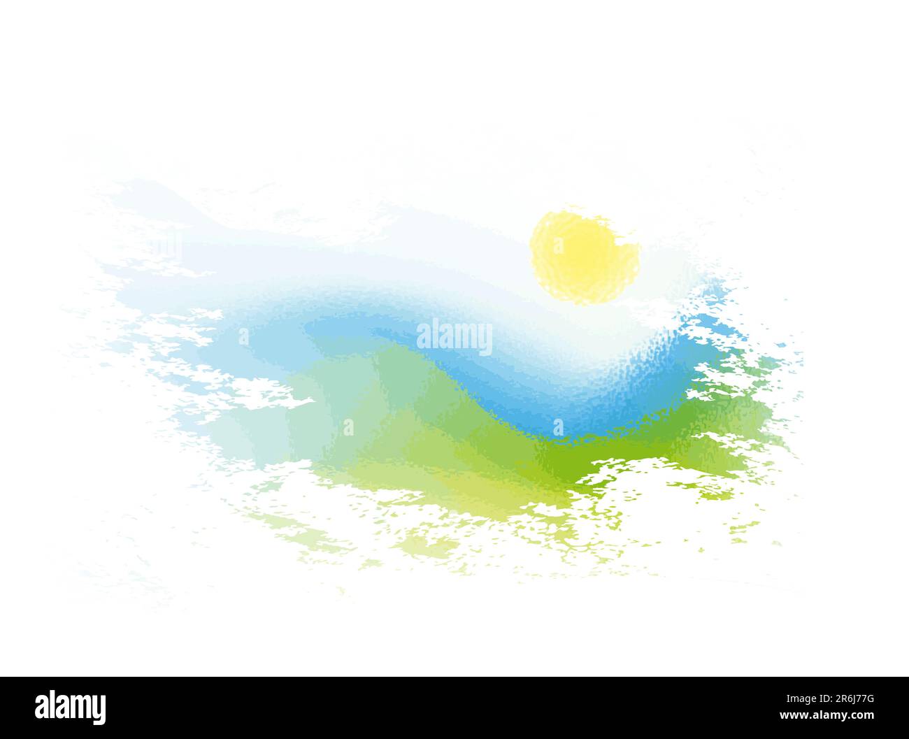Illustrated abstract natural landscape with the effect of drawing Stock ...