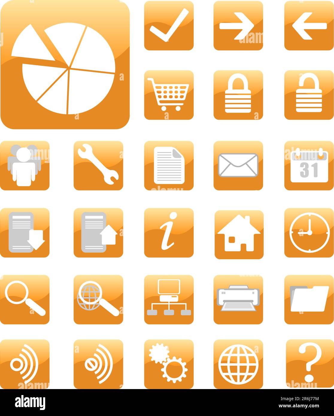 orange website and internet icon on white background Stock Vector Image ...