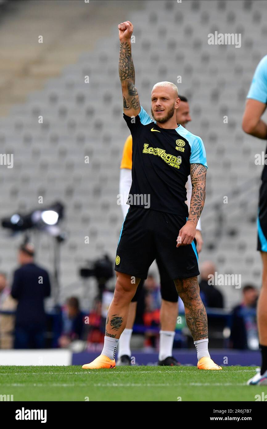 Istanbul, Turkey. 09th June, 2023. Federico Dimarco of Inter seen during a last training session ...