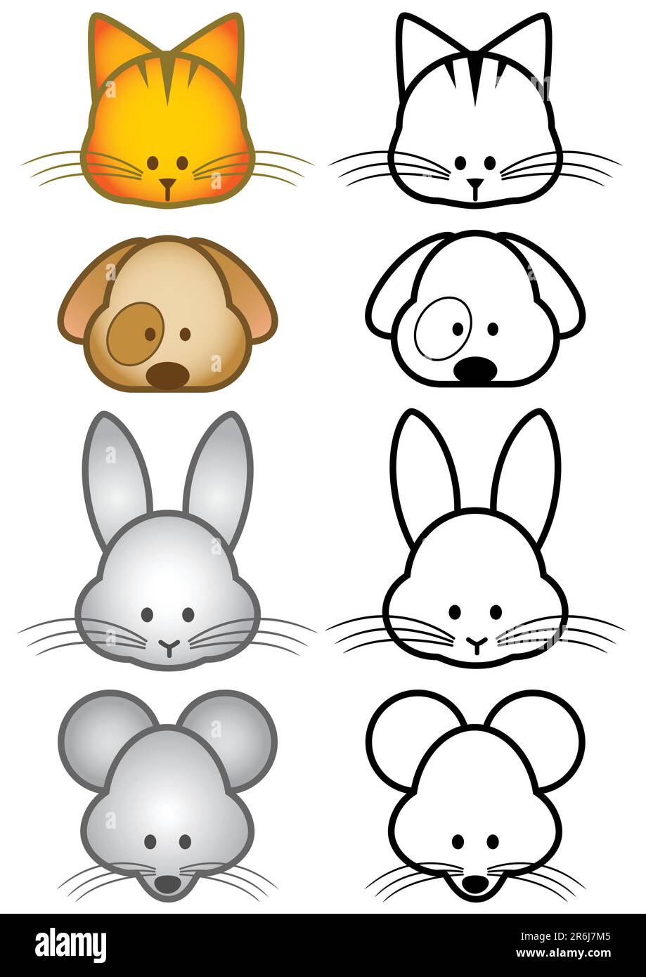 Vector illustration set of different pet animals. All vector objects ...