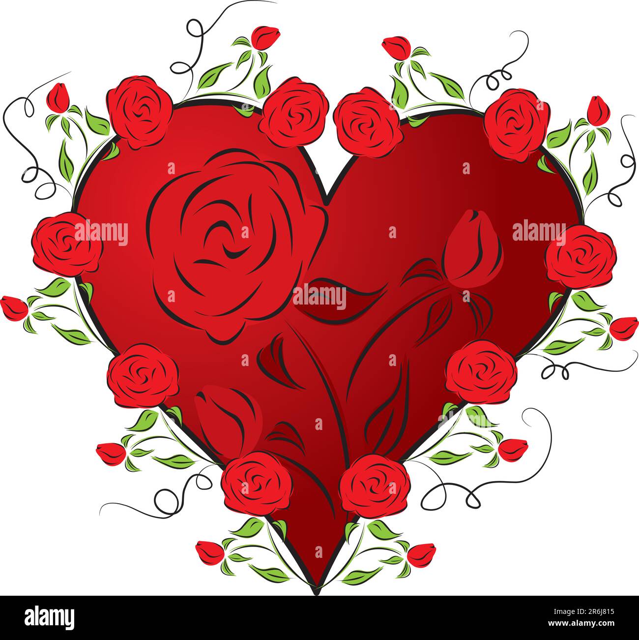 Heart with a rose, vector illustration Stock Vector Image & Art - Alamy