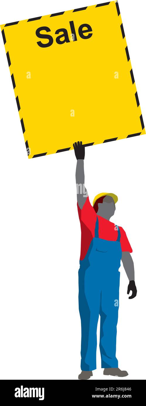 Construction Worker holding Memo Poster (vector) Place for your text ...