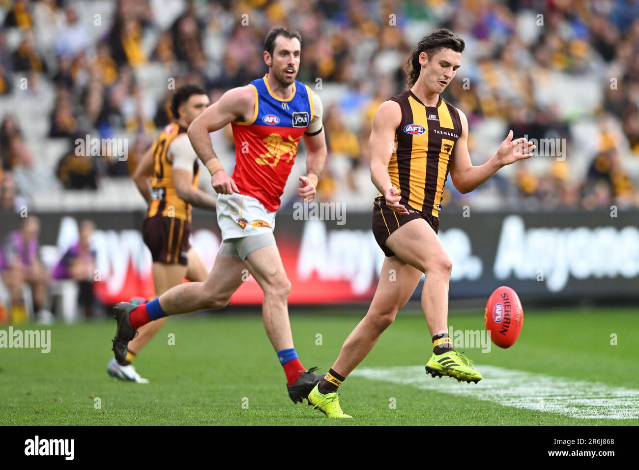 Melbourne, Australia. 10th June, 2023. Connor MacDonald of Hawthorn ...