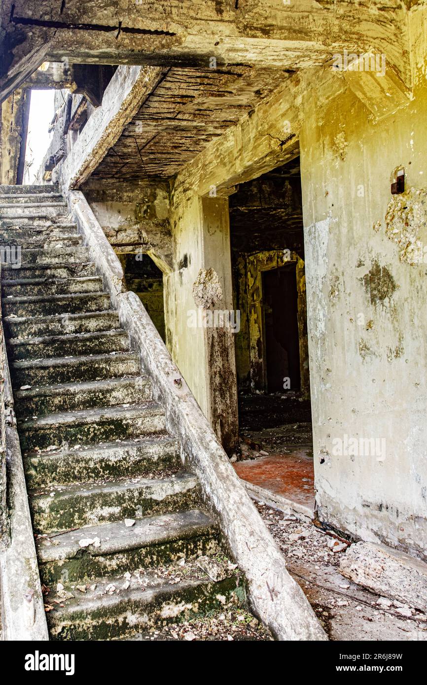 The ruins of Mile-long Barracks, on Corregidor Island in the ...