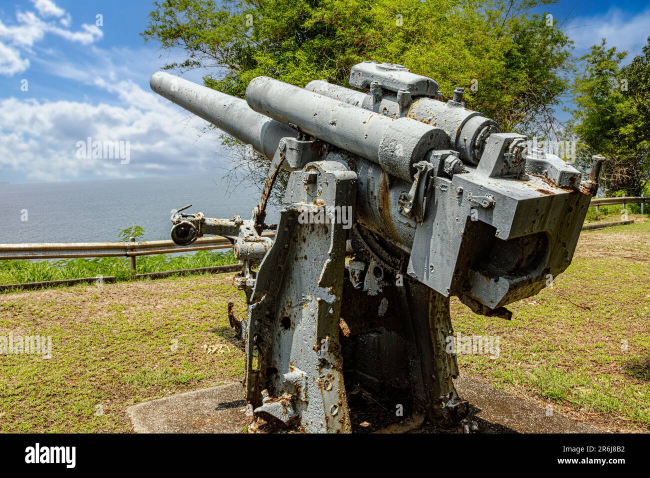 The ruins of the artilly at the Japanesse Garden of Peace, displayed on ...