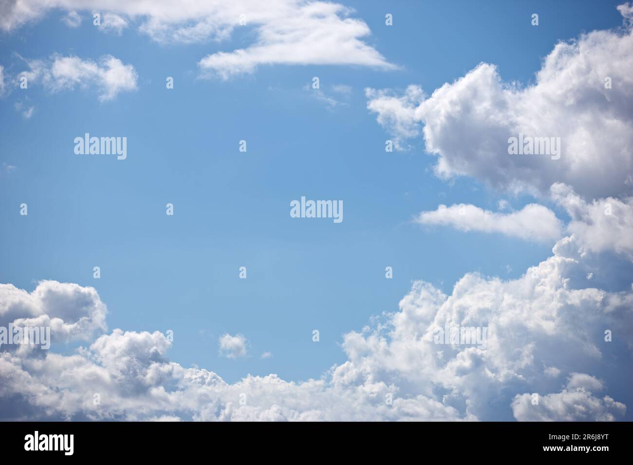 Blue sky, clouds and background in nature, outdoor and climate with ...