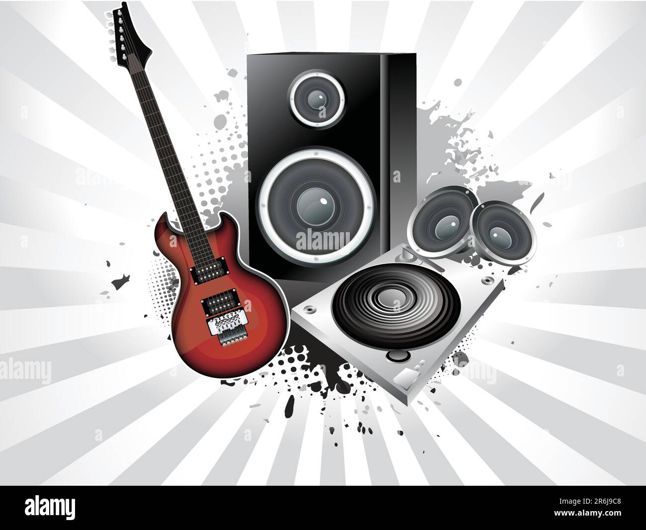 abstract musical instruments with grunge vector illustration Stock ...
