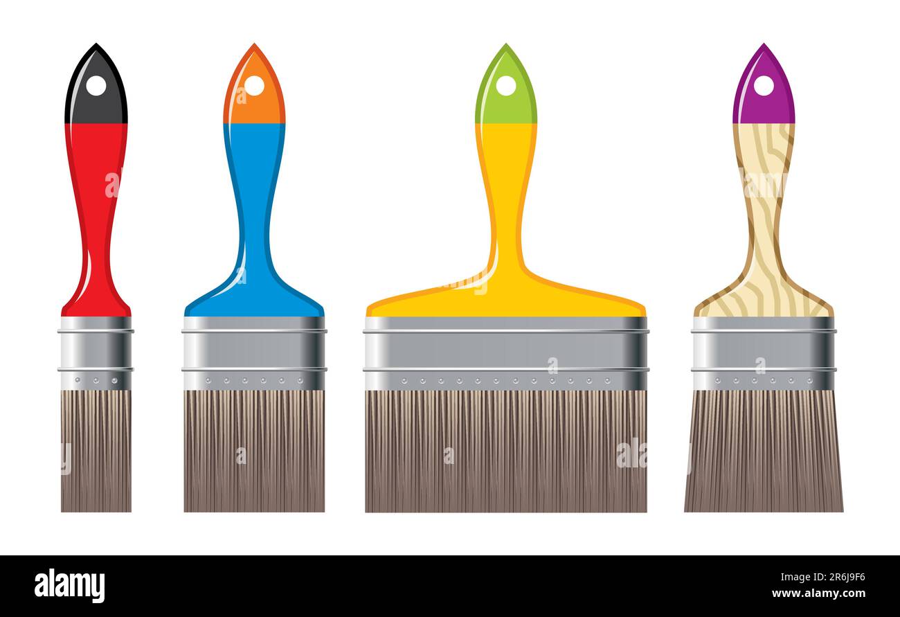 different size of colour brushes - vector illustration Stock Vector ...