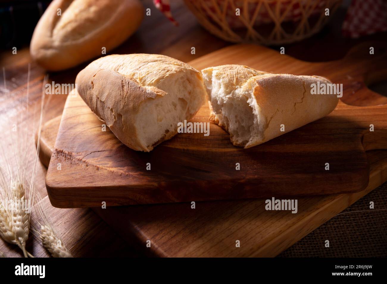 Bread Roll called Bolillo. Traditional mexican bakery. White bread ...