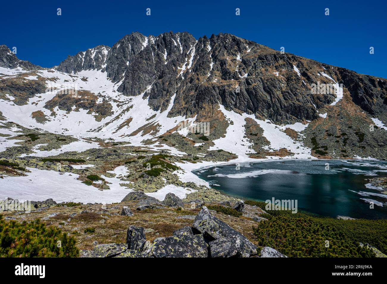 The Mount Gerlach and Batizovske pleso in Batizovska valley. Spring ...
