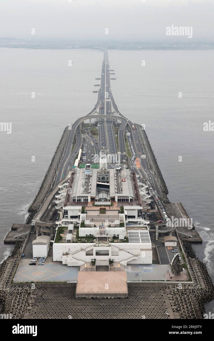 An aerial photo shows Umihotaru PA on Tokyo Bay Aqua-Line (Trans-Tokyo ...