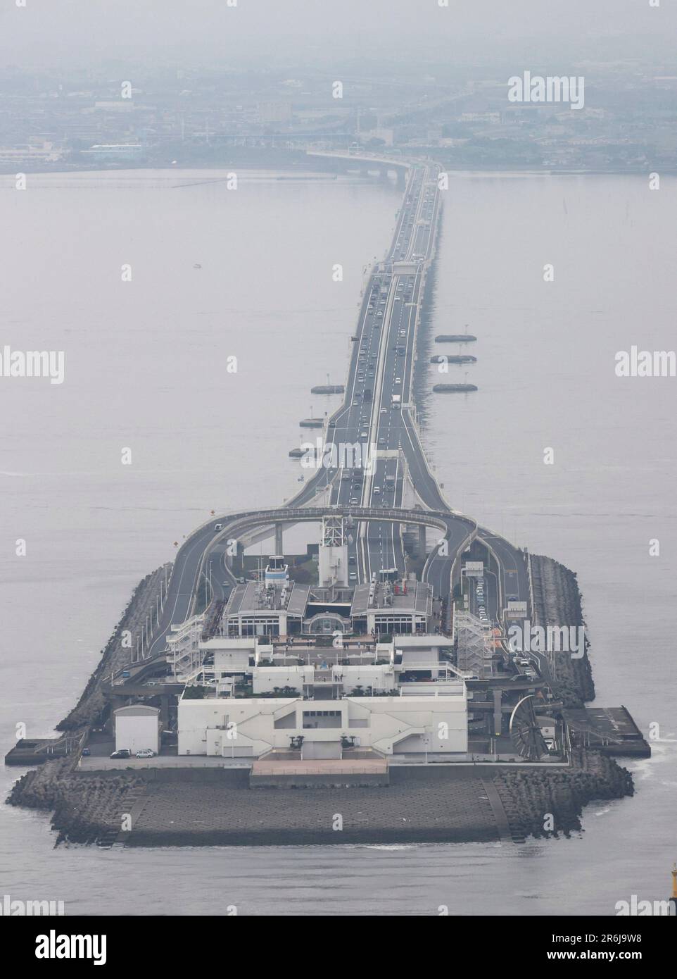 An aerial photo shows Umihotaru PA on Tokyo Bay Aqua-Line (Trans-Tokyo ...