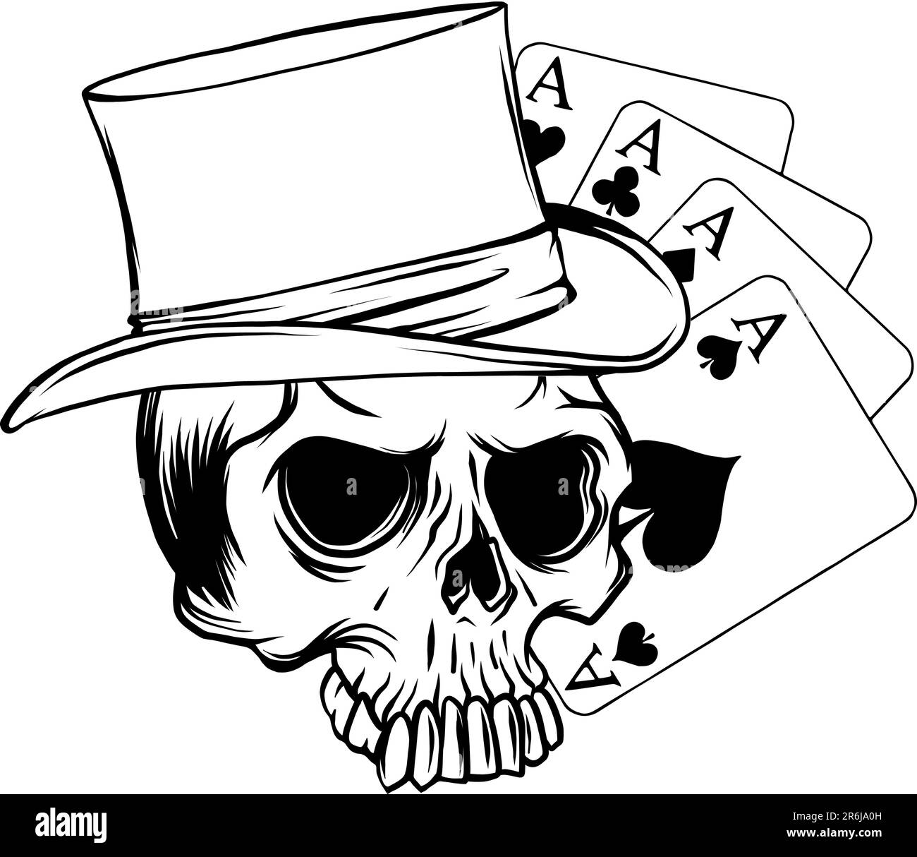 monochrome Poker cards with skull, vector illustration Stock Vector ...