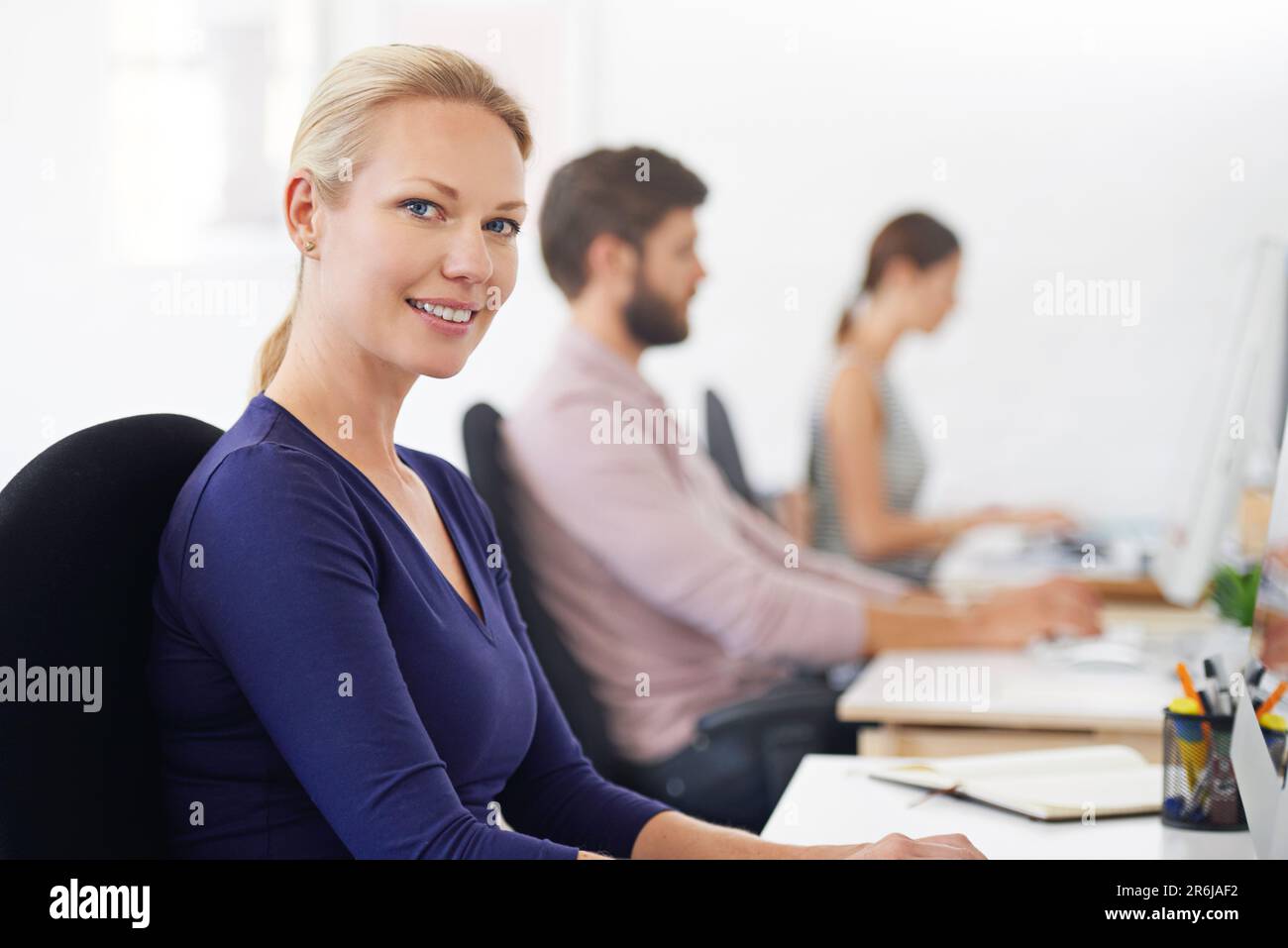 Happy, portrait and woman, creative designer and employee in startup ...