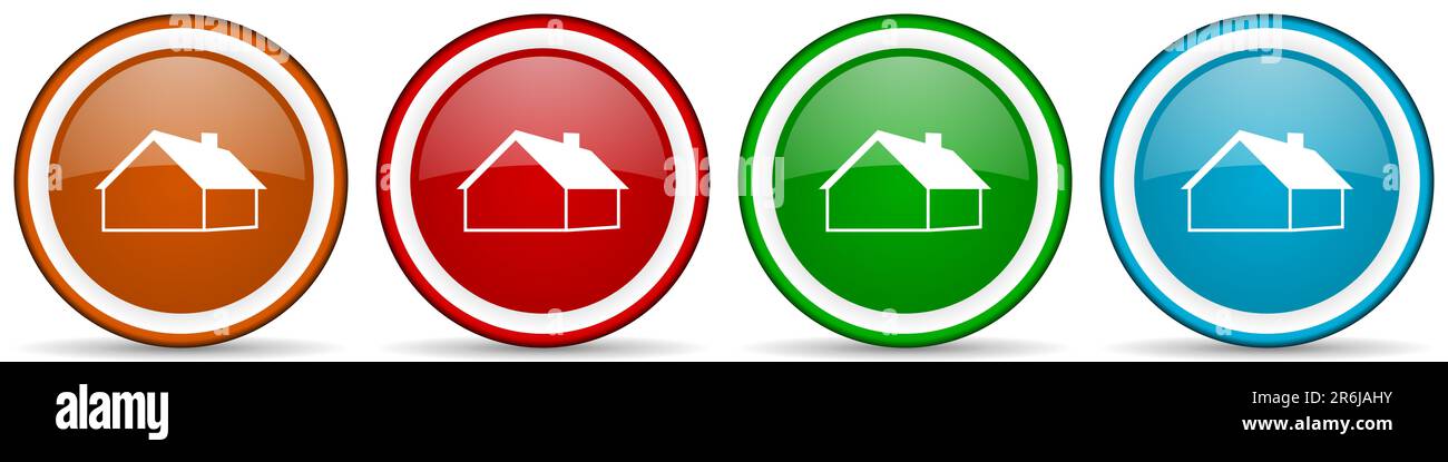 House and real estate concept glossy icons, set of modern design ...
