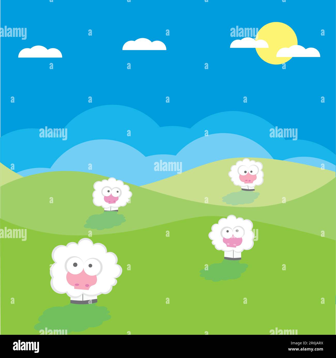 Sheep on the field vector illustration cartoon Stock Vector Image & Art ...
