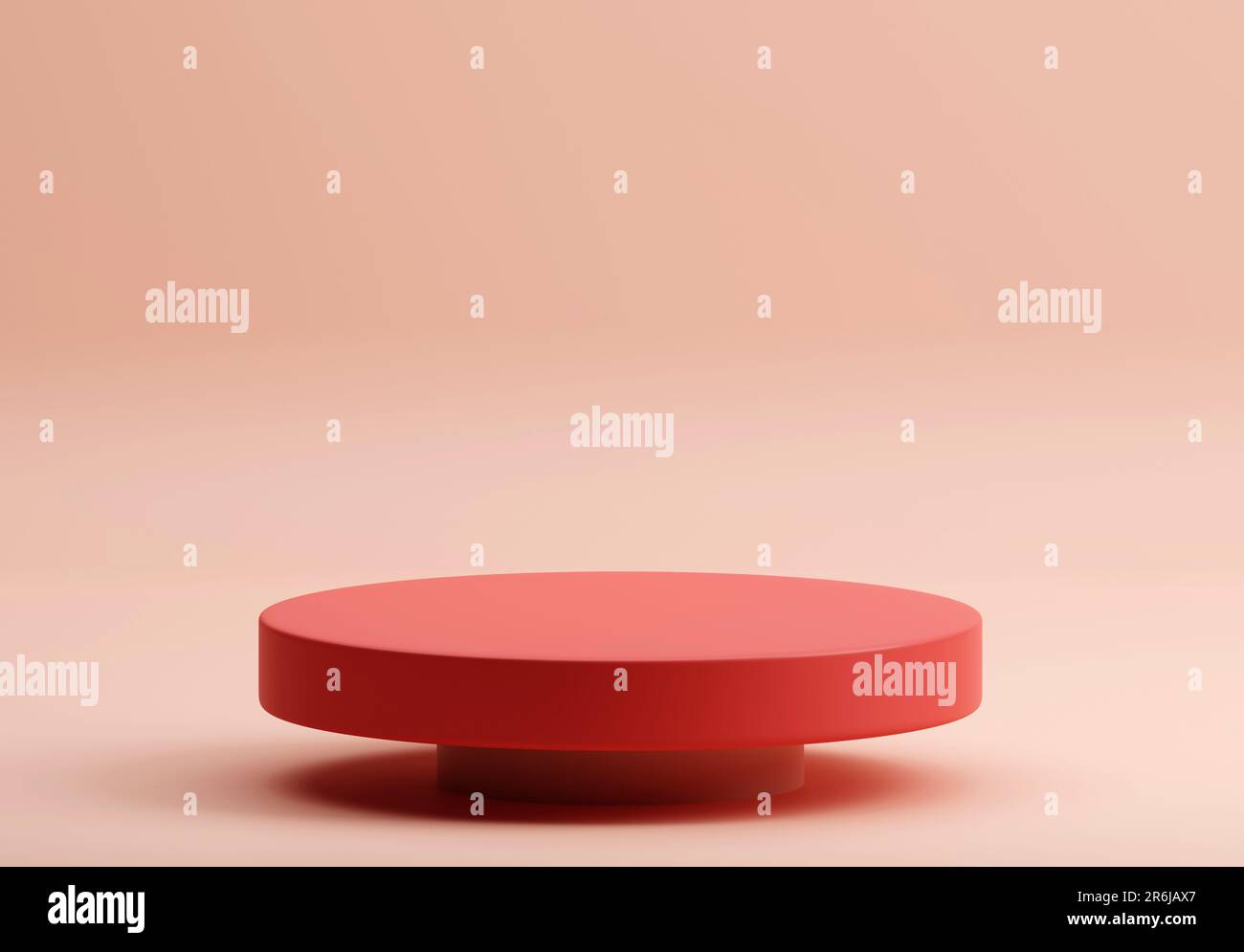 3D render rounded cylinder product display podium on copy space ...