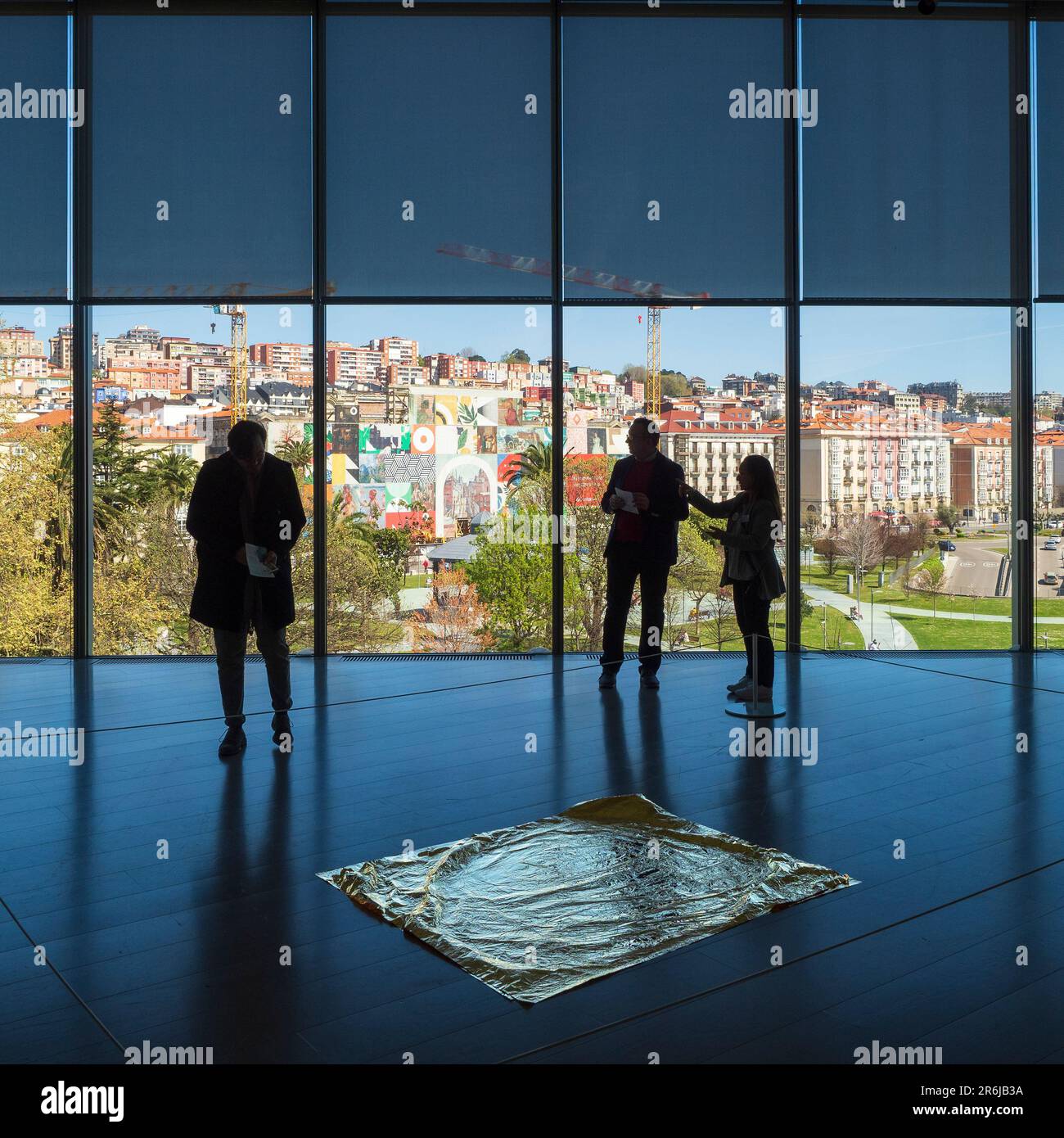 People visiting the Centro Botin Museum in the port of Santander with ...