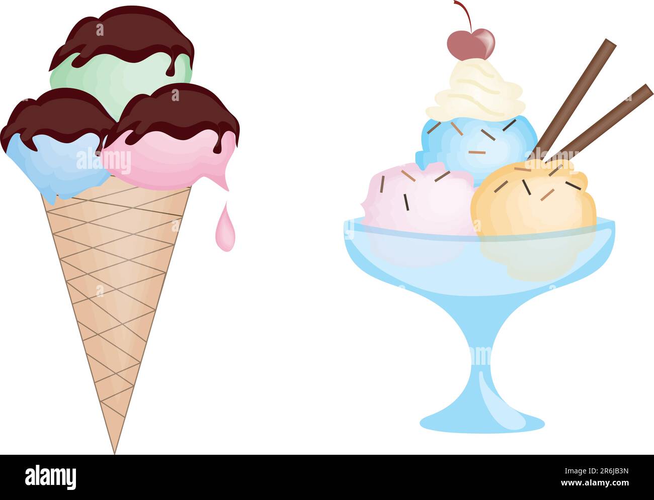 Ice cream cones green Stock Vector Images - Alamy