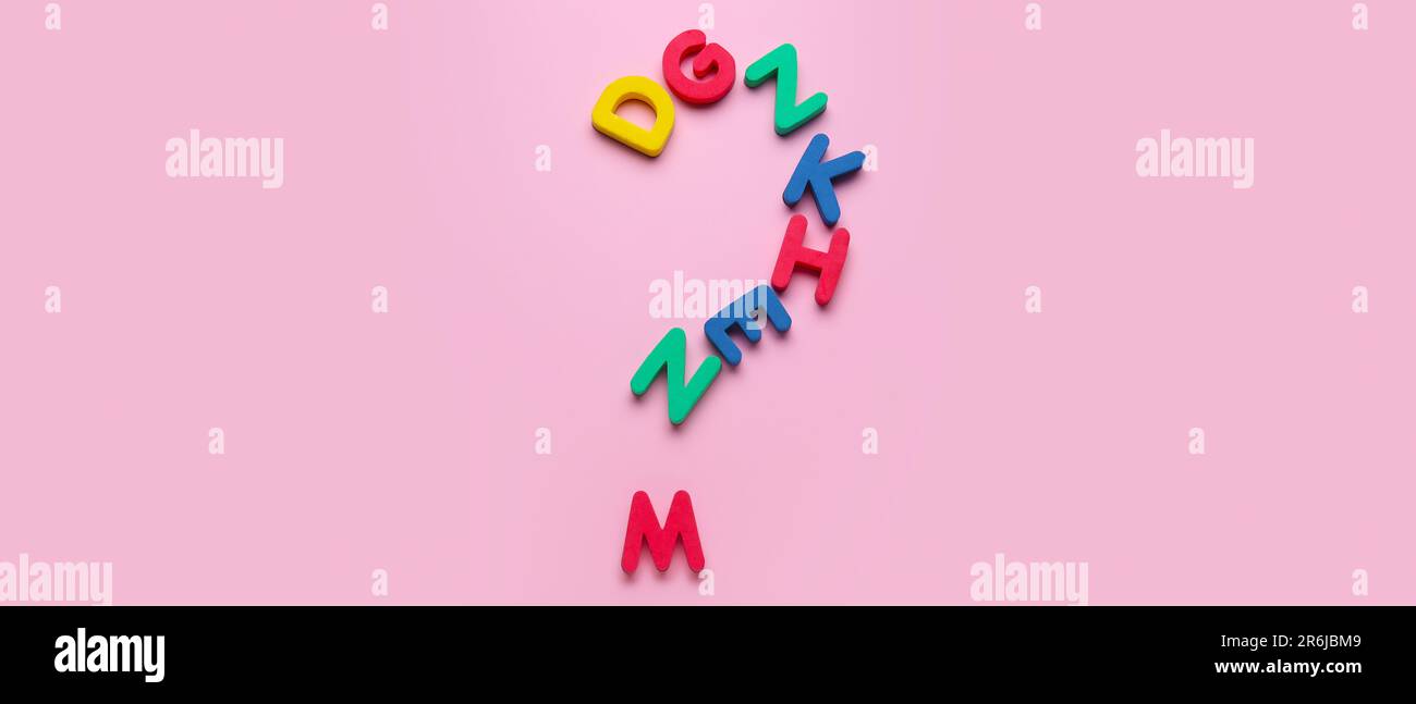 Question mark made of colorful letters on pink background Stock Photo ...
