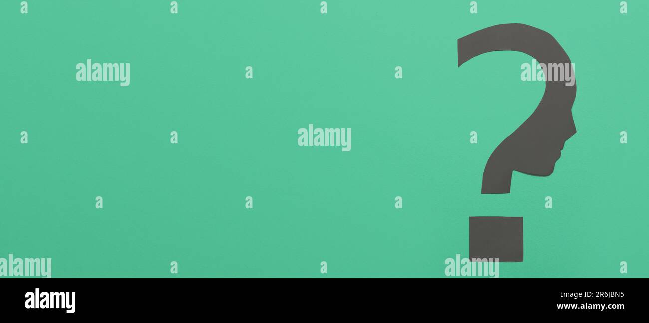 Creative question mark on green background with space for text Stock ...