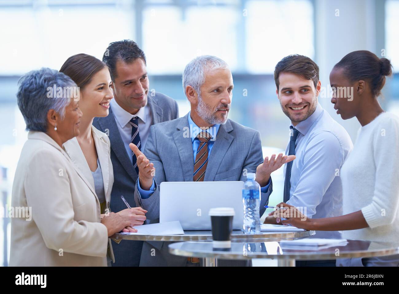 Ceo, confused and planning with business people in meeting for coaching ...