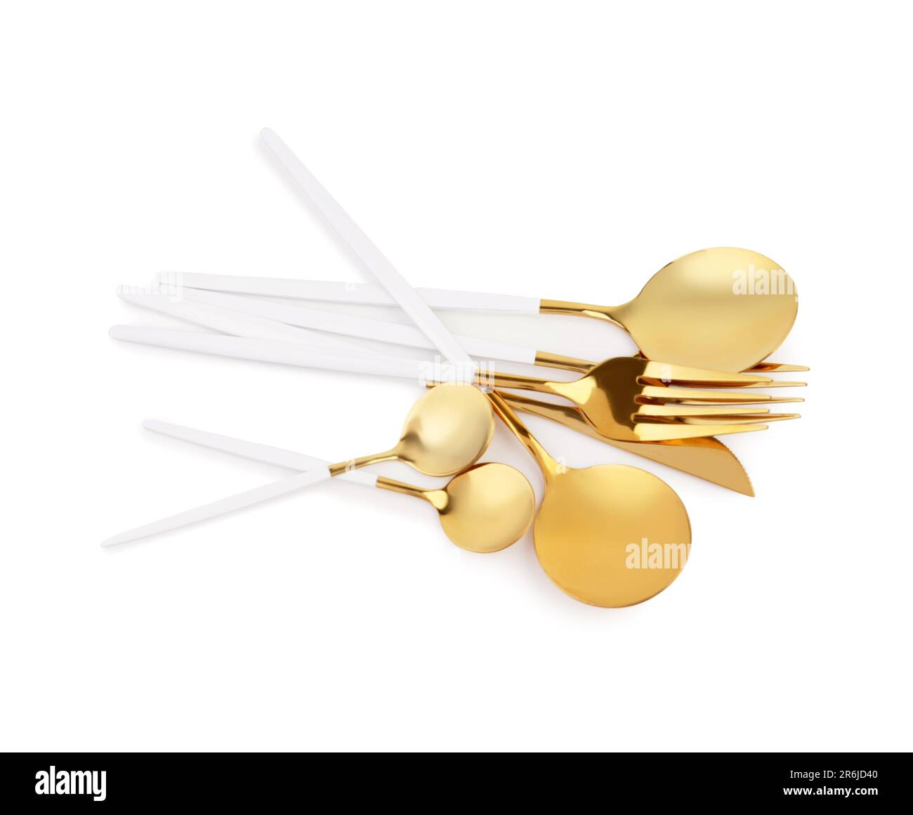 Golden cutlery on top Cut Out Stock Images & Pictures - Alamy