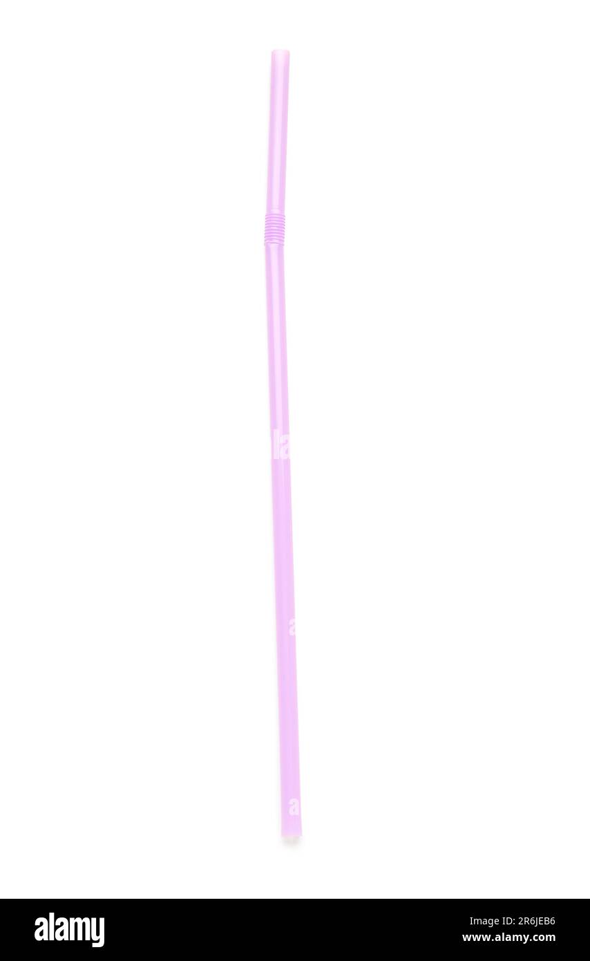 Purple plastic straw on white background Stock Photo - Alamy