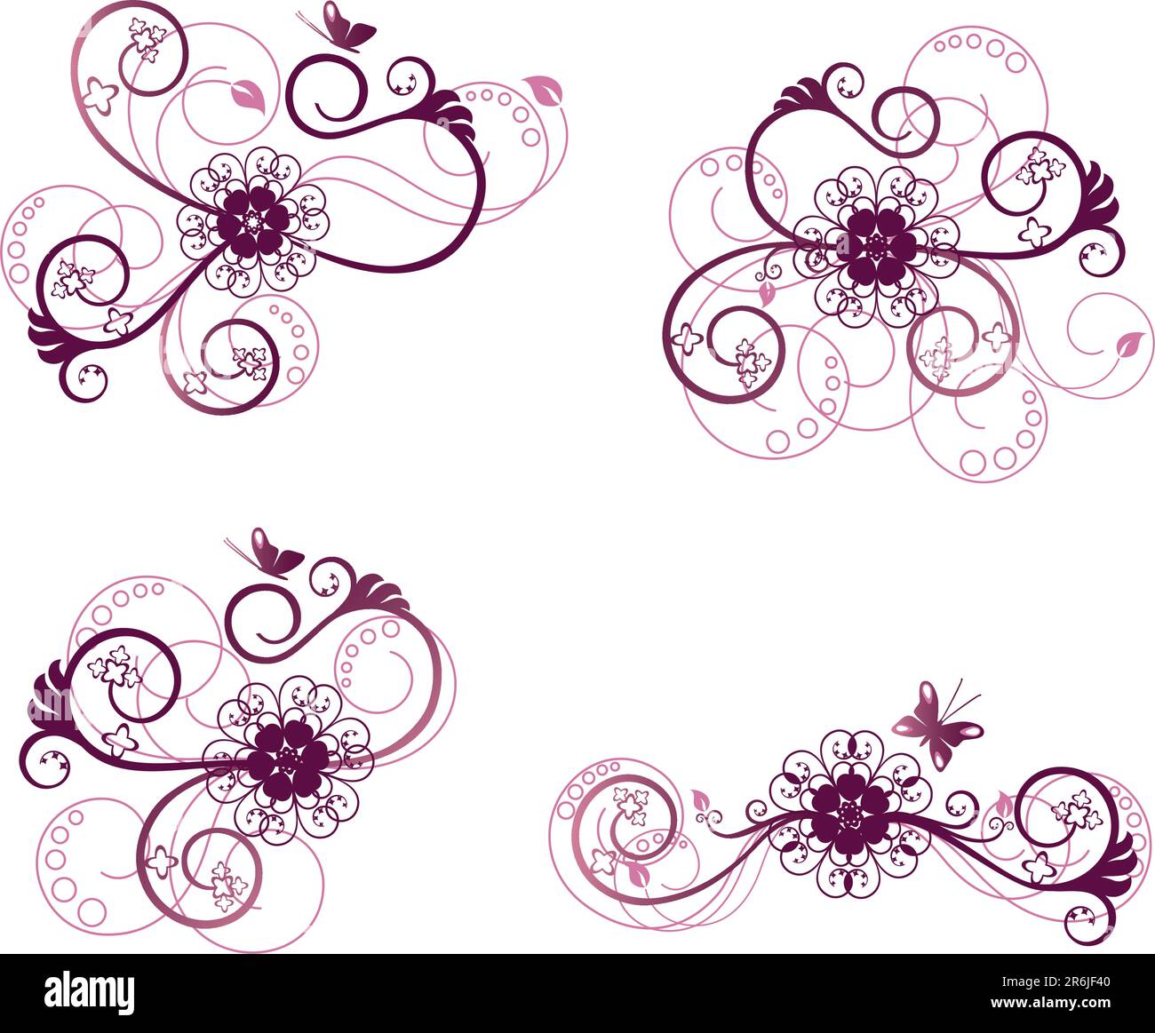 Collection of floral design elements vector illustration Stock Vector ...
