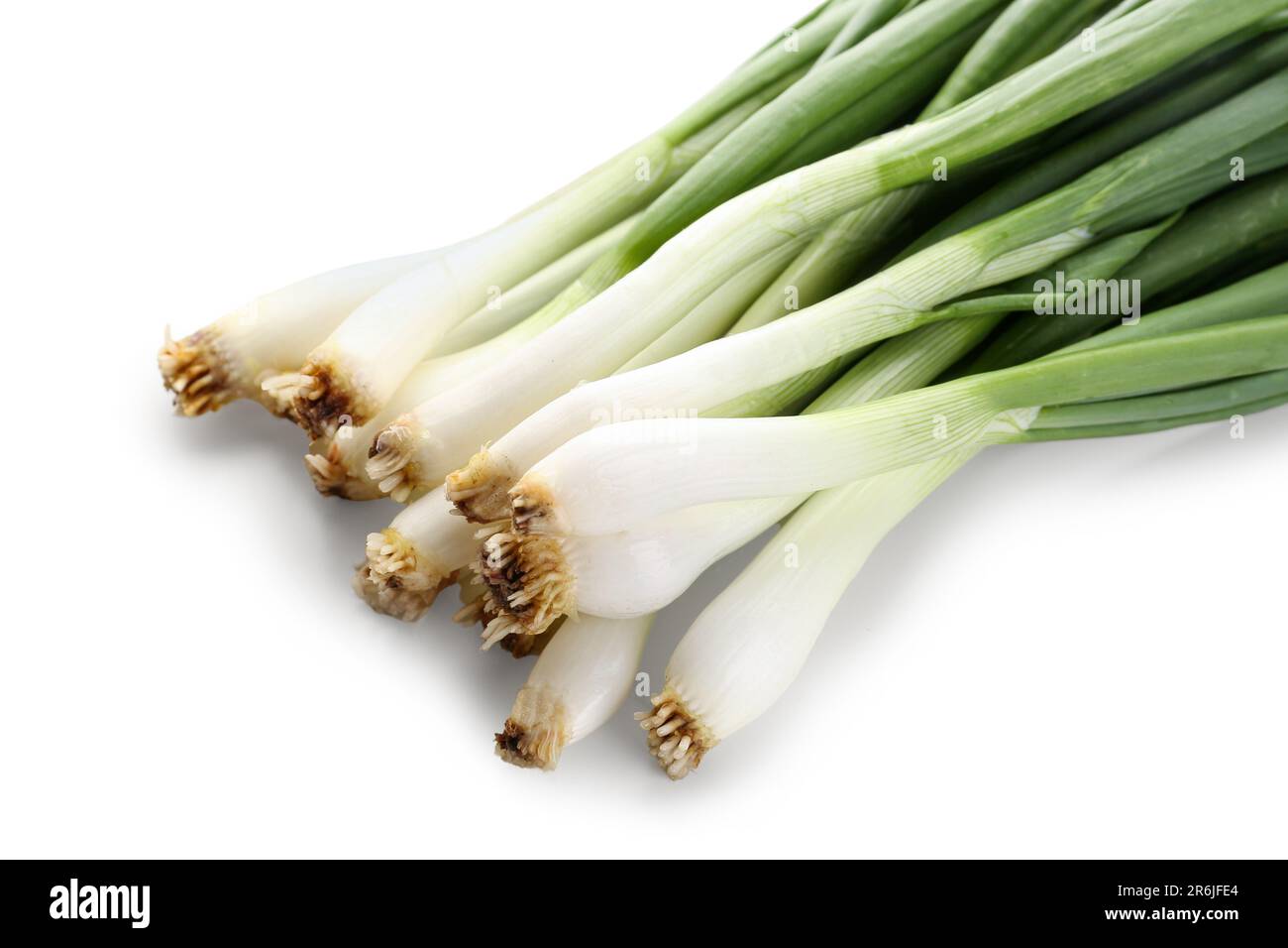Fresh green onion on white background Stock Photo - Alamy