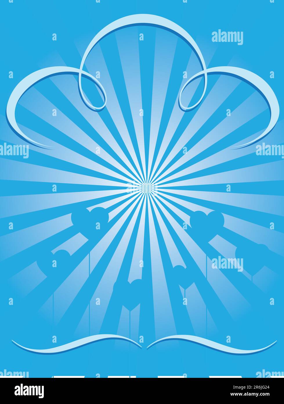 Blue burst background with heart balloons cmyk Stock Vector Image & Art ...